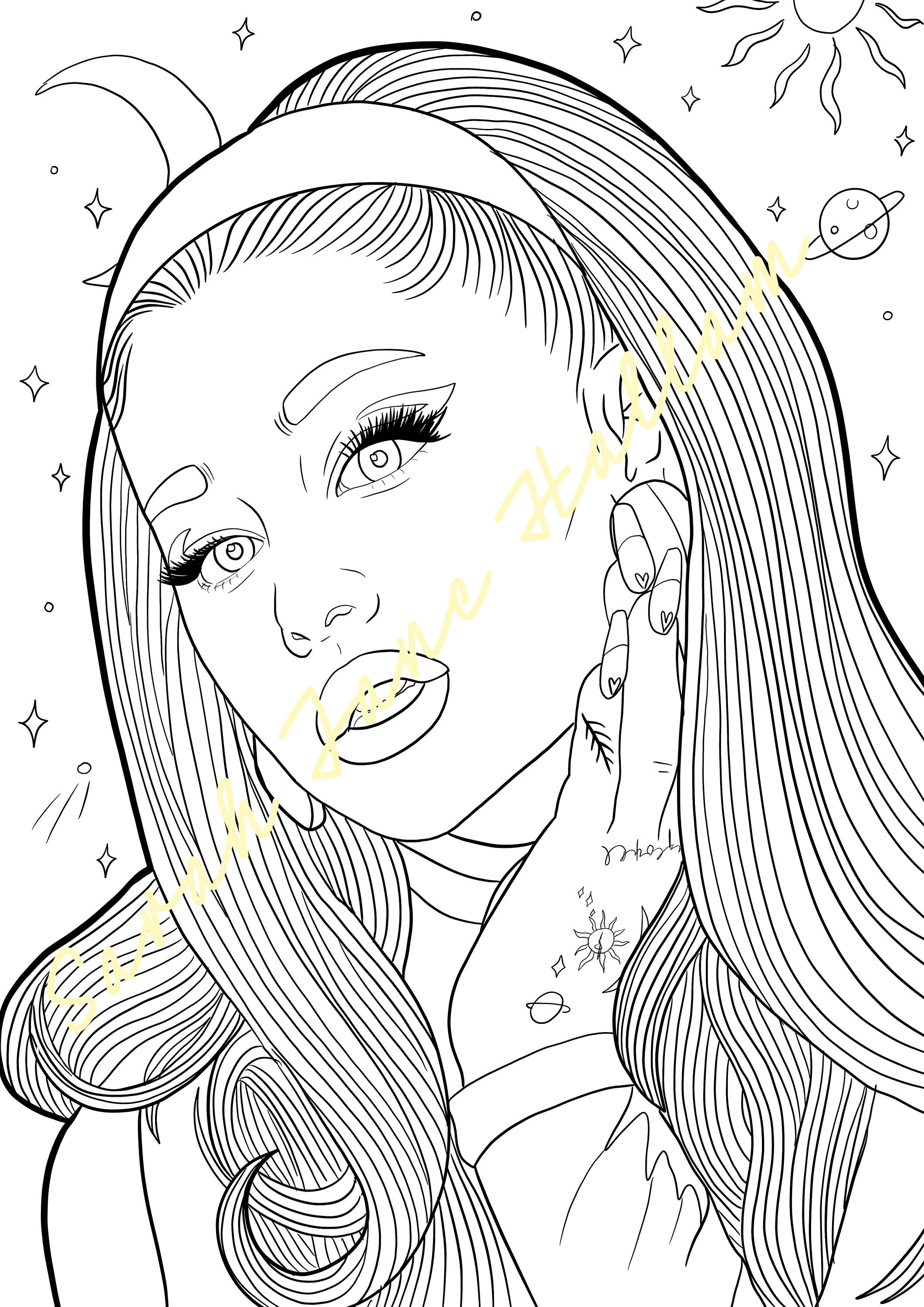 Ariana Grande Poster Coloring Book Page Printable Pdf Download Etsy