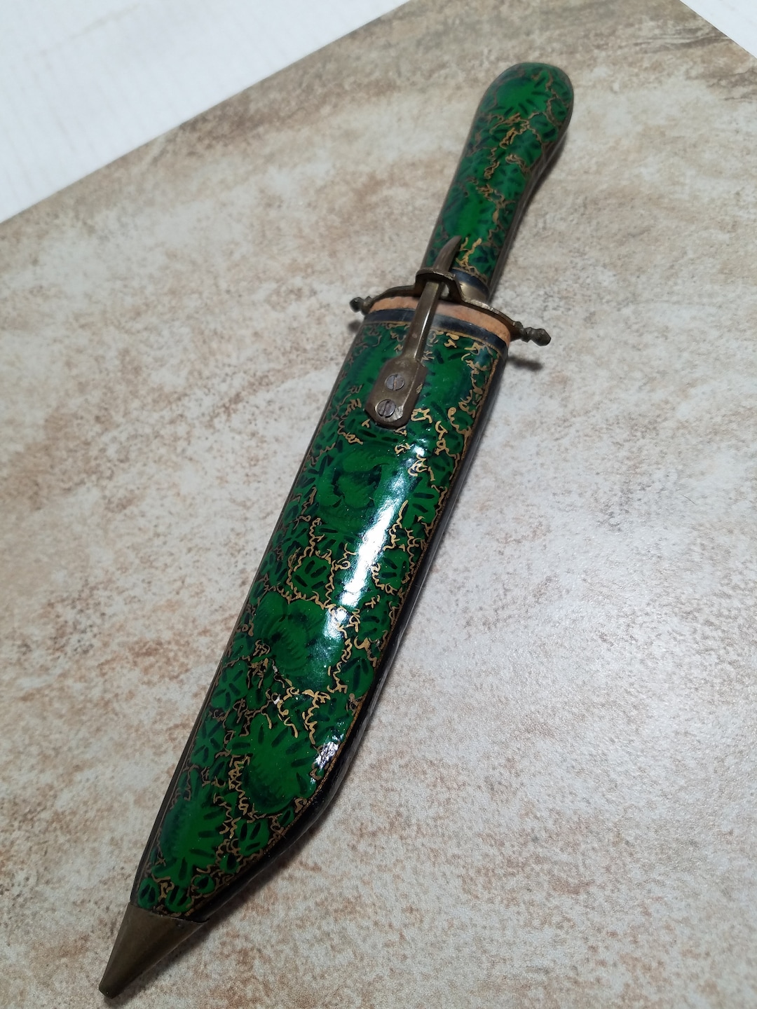 India Dagger With Wooden Fitted Handle & Scabbard Cover Brass Fitted ...
