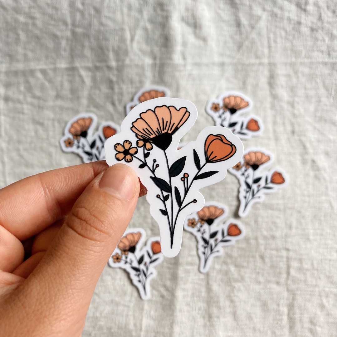 Floral Vinyl Sticker L Floral Sticker L Laptop Decal L Water Bottle ...