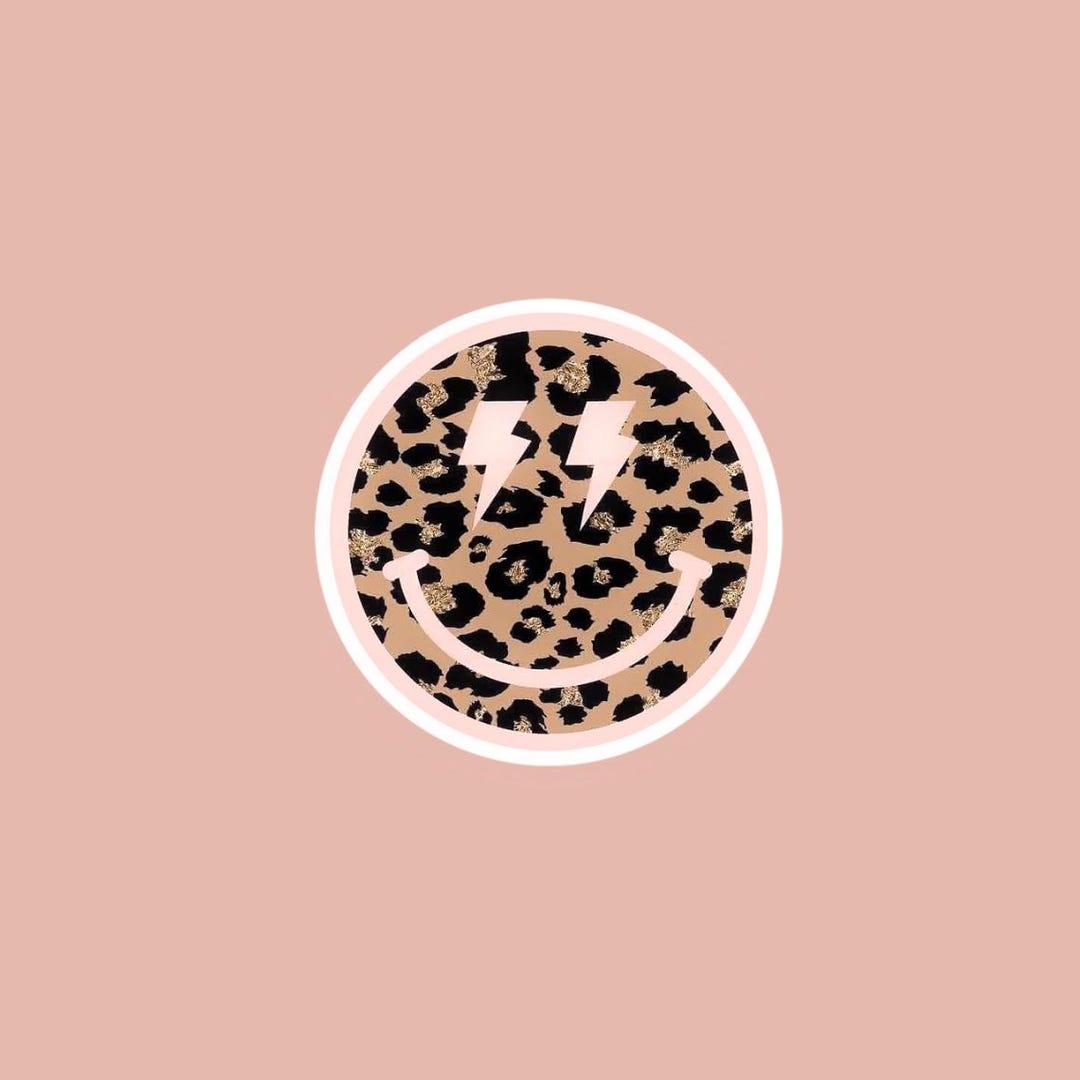 Cheetah Print Smiley Face Vinyl Sticker - Etsy