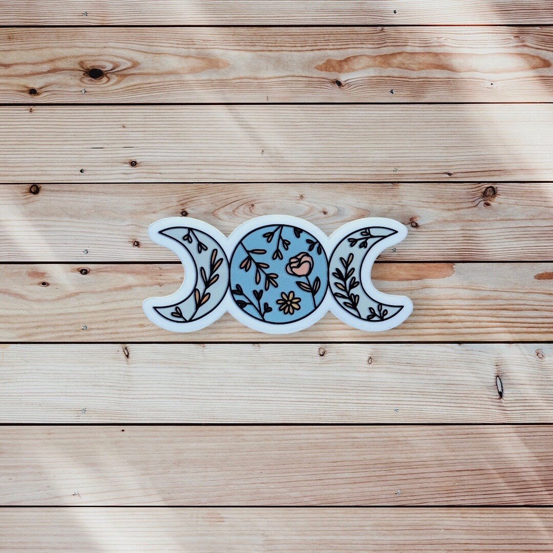 Floral Moon Phase Sticker | Waterproof Vinyl Decal - Etsy