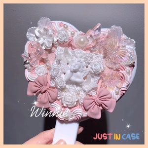 Pink Princess Style Decoden Makeup Mirror Baroque Style Hand-made ...