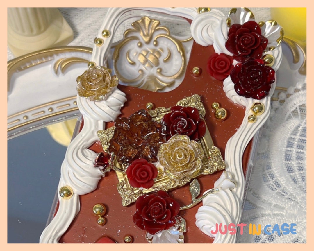 Red and Gold Baroque Style Decoden Phone Case Baroque Style Hand-made ...