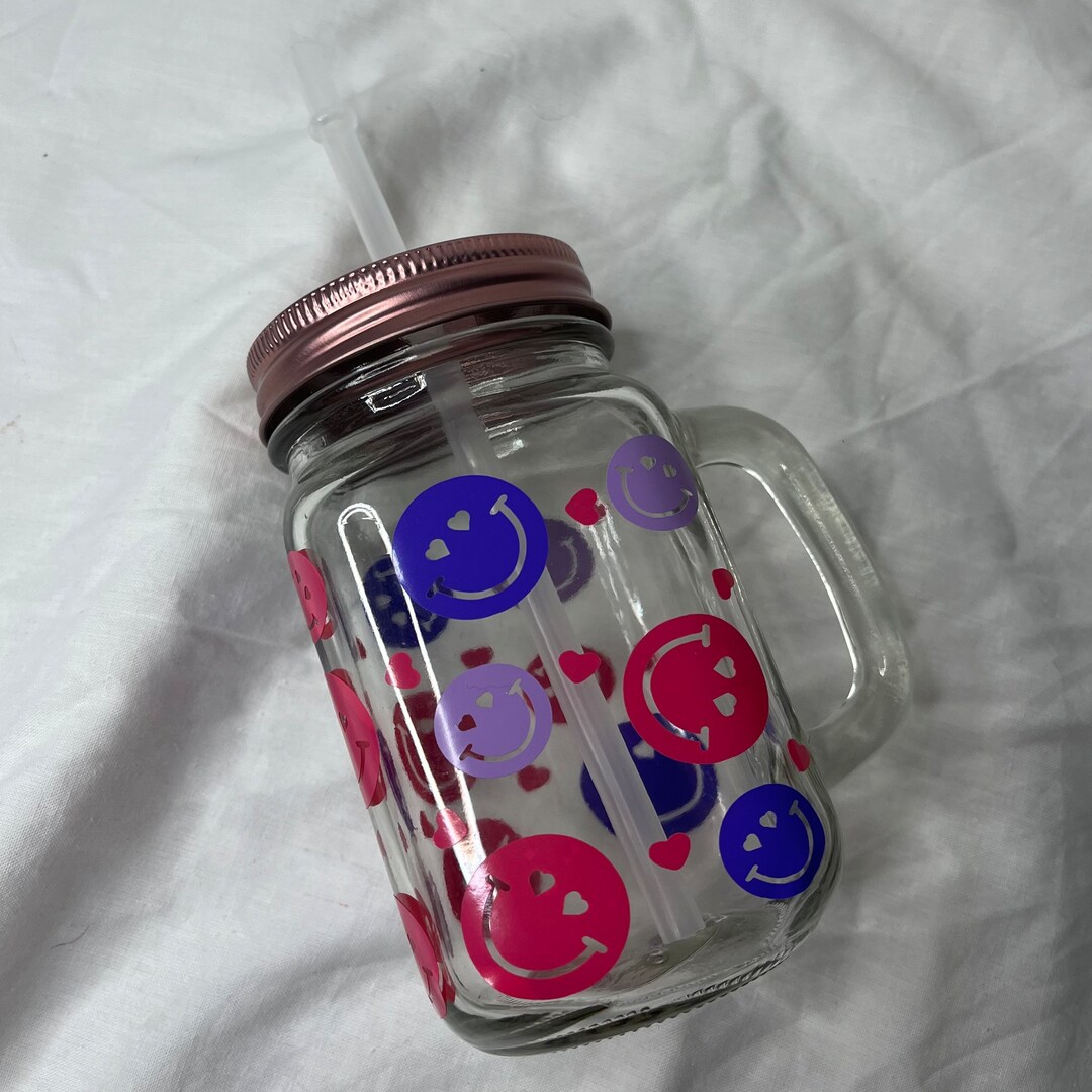 Smiley Face Mason Jar Smiley Drinking Glass - Etsy
