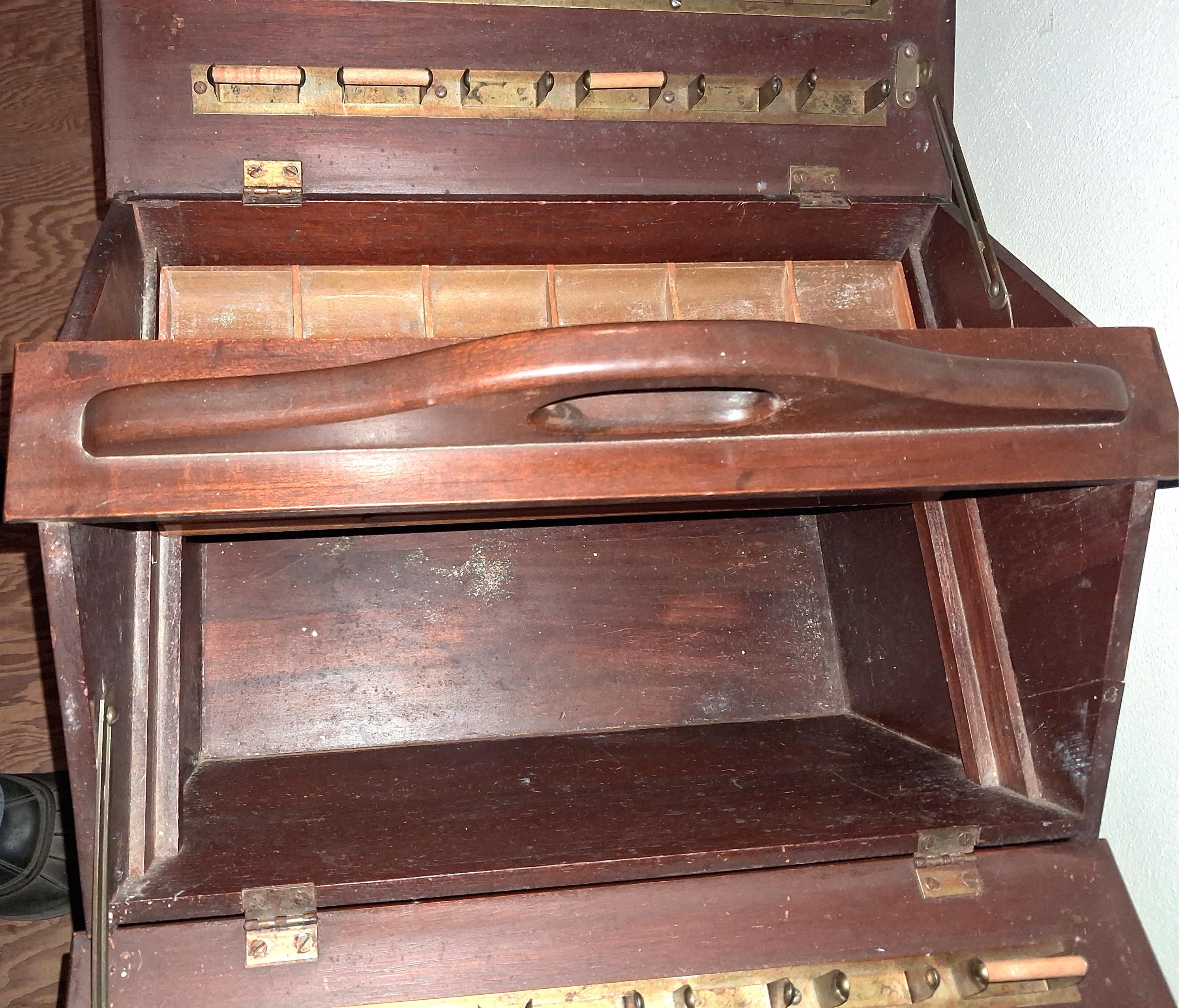 Vintage Wooden Standing Sewing Box With Double-hinged Lid - Etsy