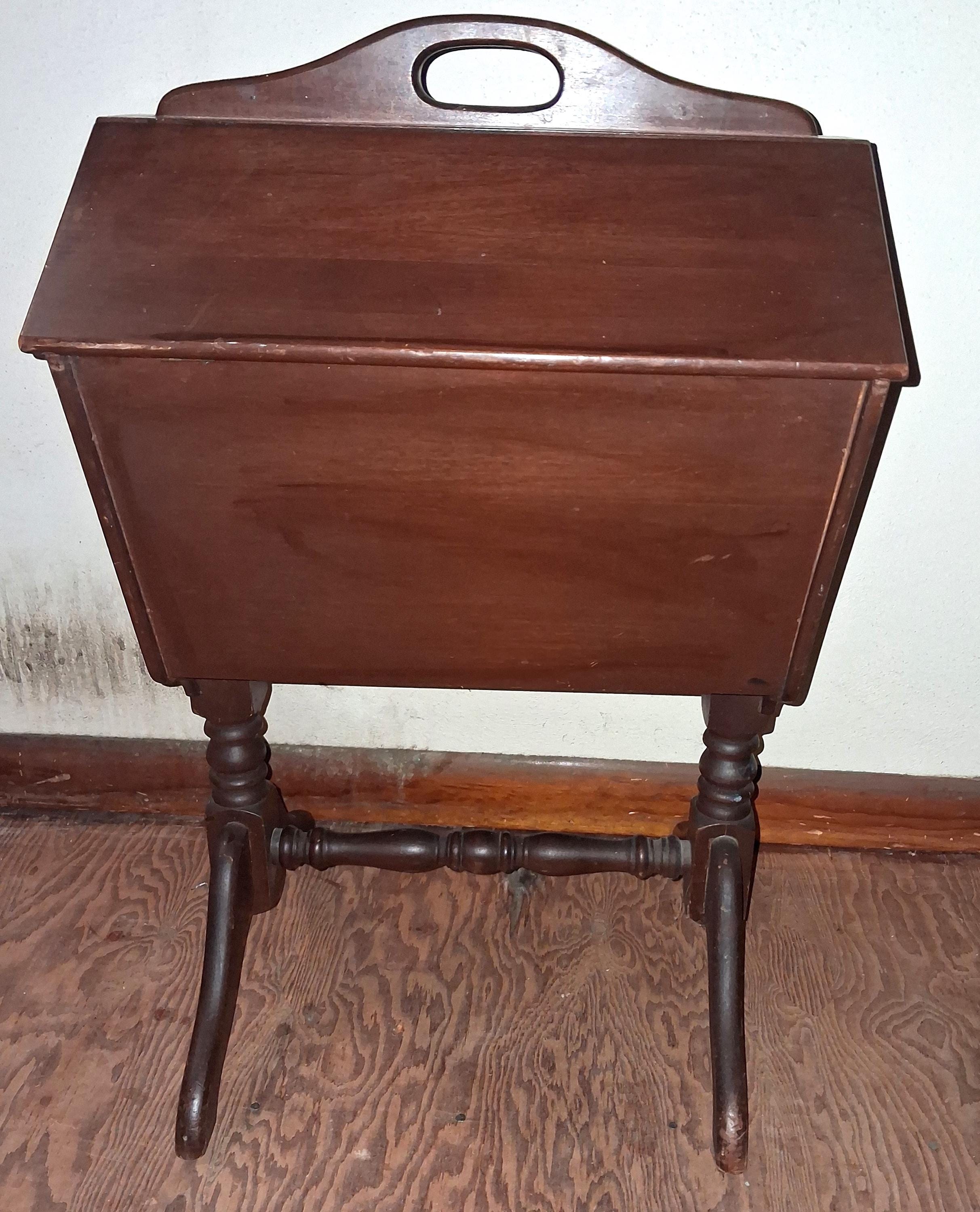 Vintage Wooden Standing Sewing Box With Double-hinged Lid - Etsy