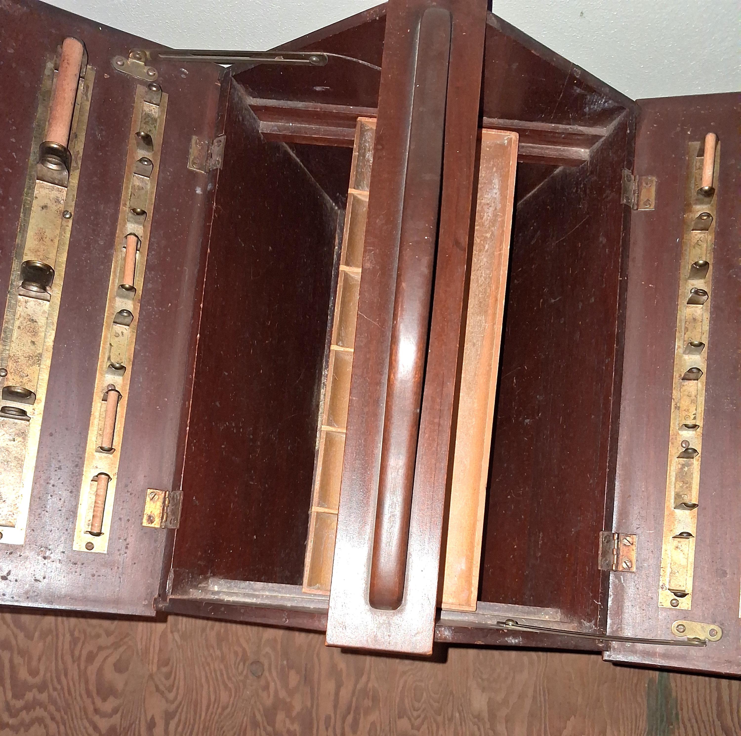 Vintage Wooden Standing Sewing Box With Double-hinged Lid - Etsy