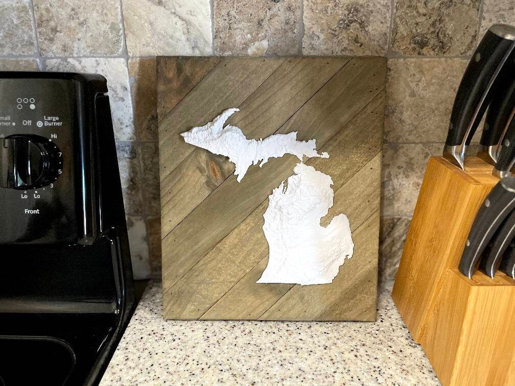 3D Terrain/topographical Map of Michigan - Etsy