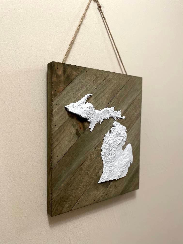 3D Terrain/topographical Map of Michigan - Etsy
