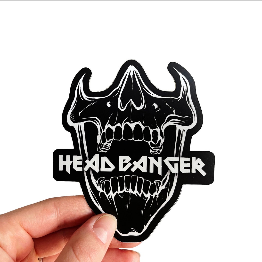 Headbanger Skull Sticker / Rave Sticker / Headbanger Bumper Sticker ...