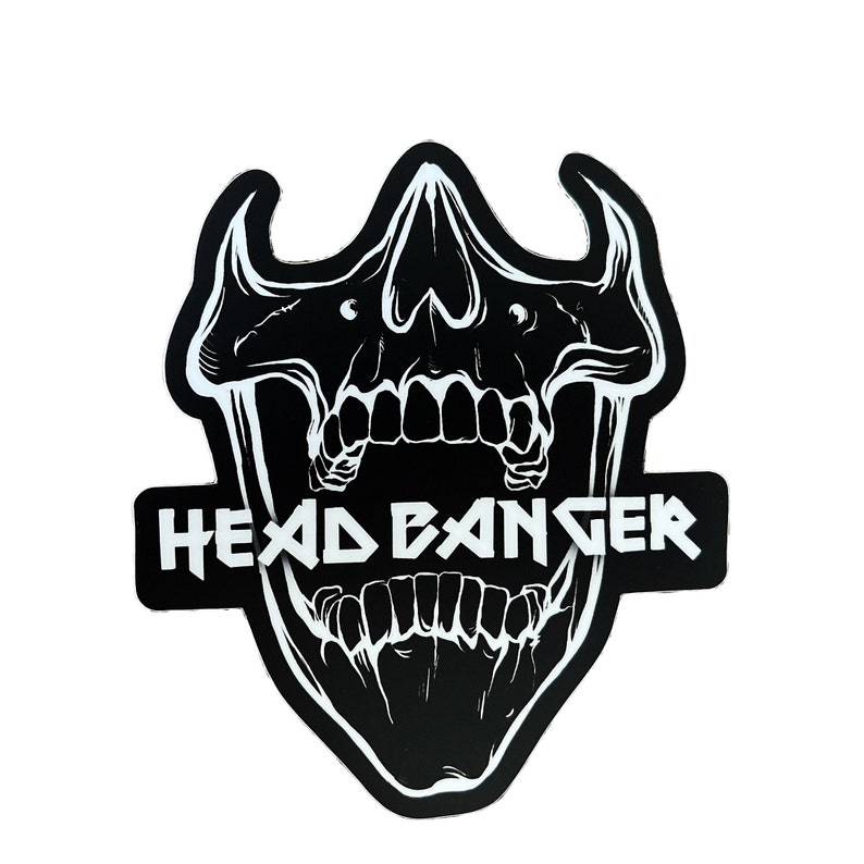 Headbanger Skull Sticker / Rave Sticker / Headbanger Bumper Sticker ...