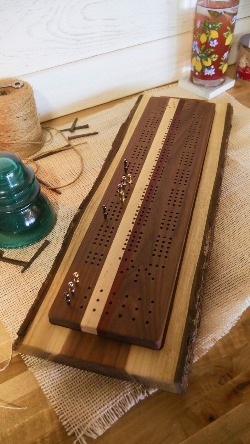 Cribbage Board | Live Edge Cribbage Board | Rustic Cribbage Board ...