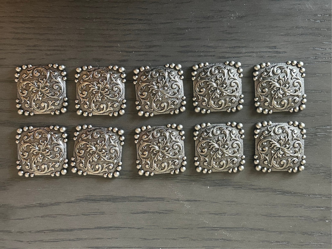Lot of 10 1.5" Antique Nickel Square Conchos - Etsy