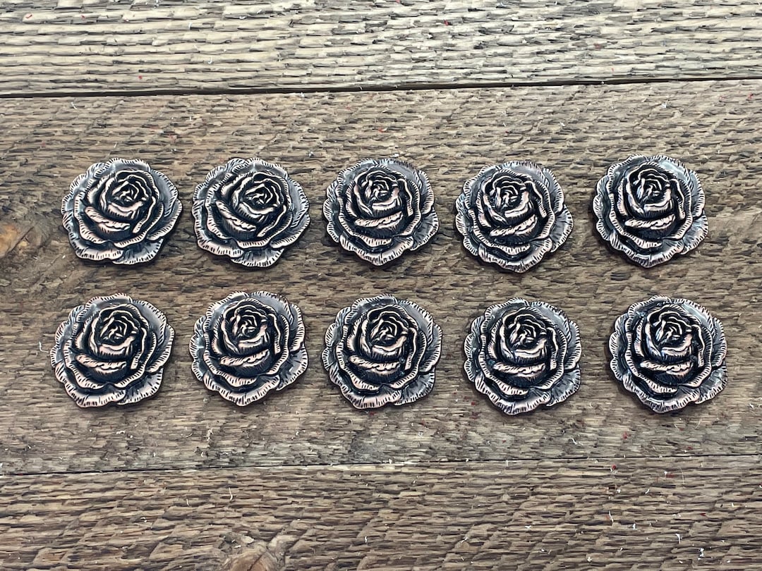 Lot of 10 1.5" Antique Copper Rose Conchos - Etsy