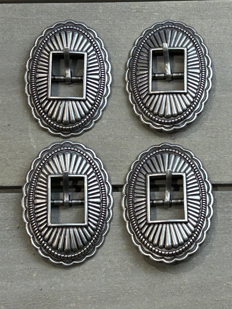 Lot of 4 3/4" Antique Nickel Buckles - Etsy