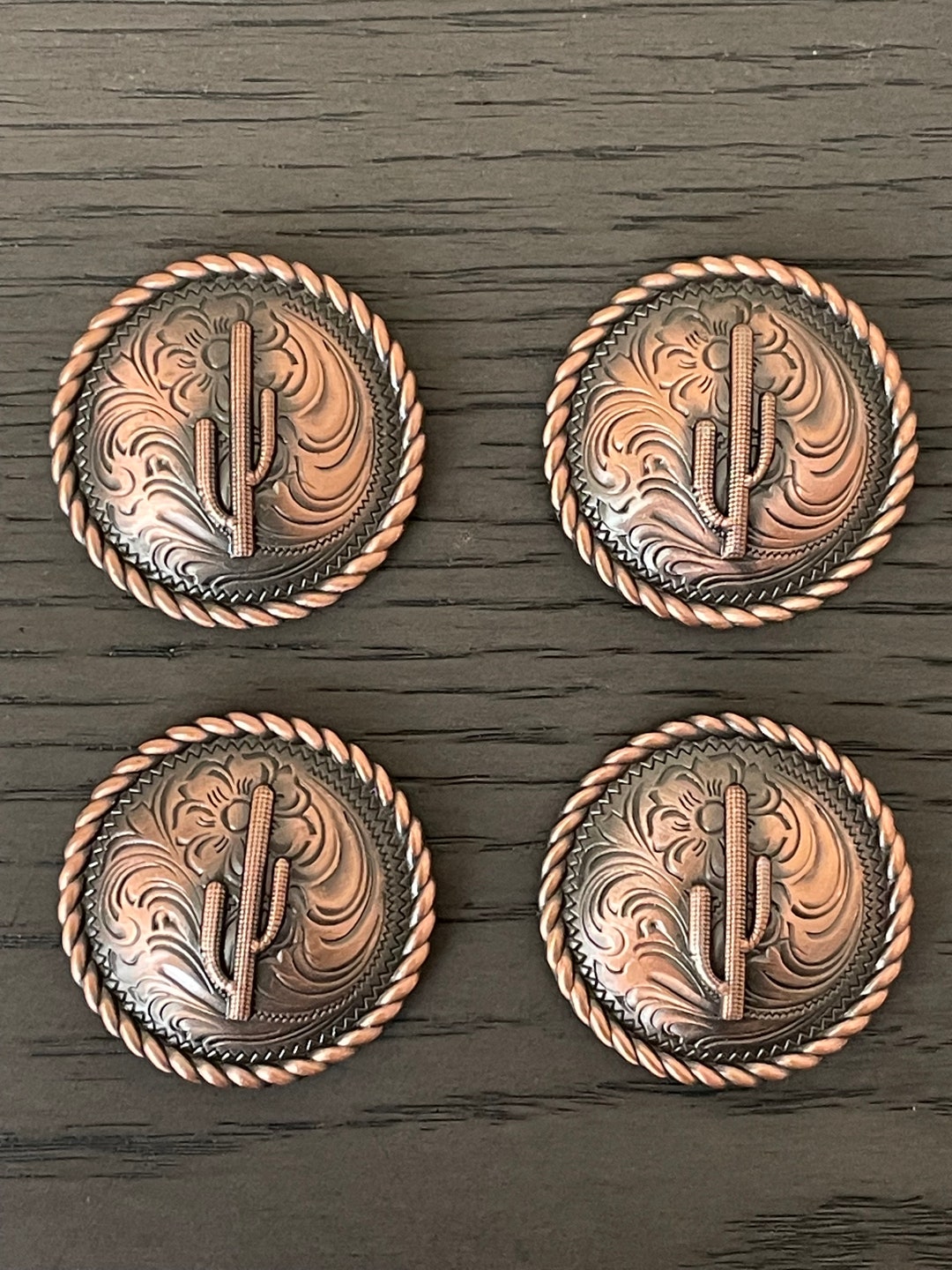 Lot of 4 1.5" Antique Copper Cactus Conchos - Etsy