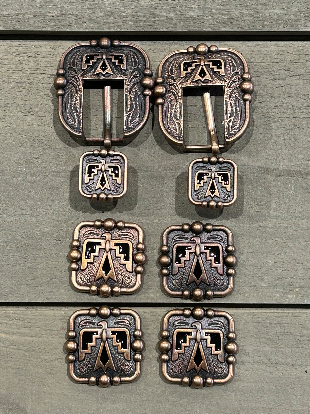 Lot of 4 1.5" Copper Thunderbird Conchos With Black Enamel With 2 ...