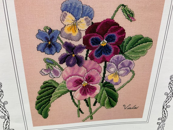 Pansies Violas and Violets Cross Stitch Pattern & | Etsy