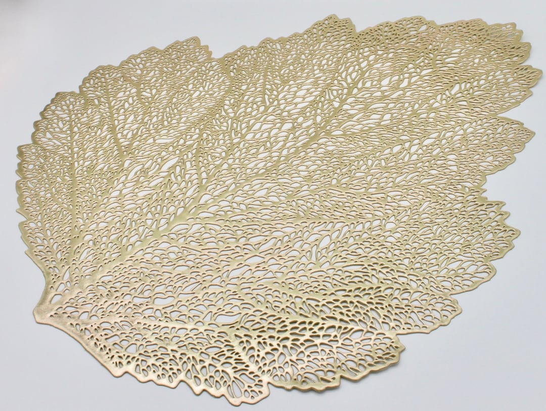 Placemat Table Set Table Mat Underlay Gold Leaf 47cmx37cm Leaf Shape ...