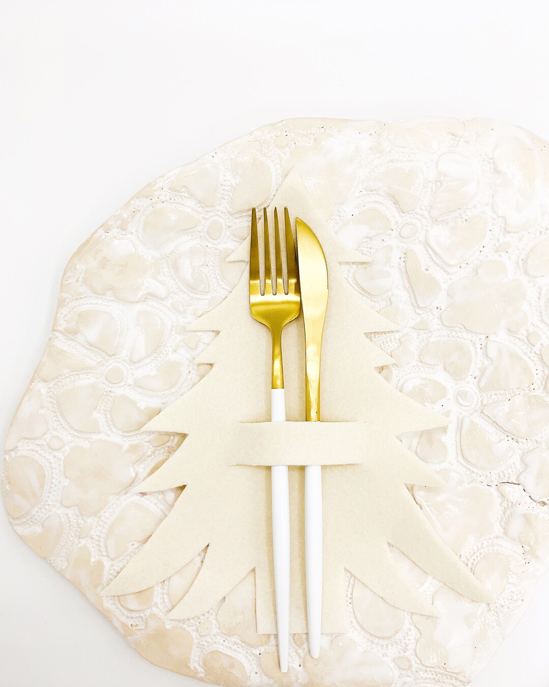 Christmas Tree Cutlery Holder Made of Felt I Natural I Cream I Table ...