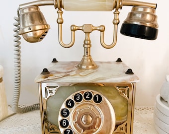 Vintage Telephone Wooden Rotary Phone Antique Home Decor Living Room ...