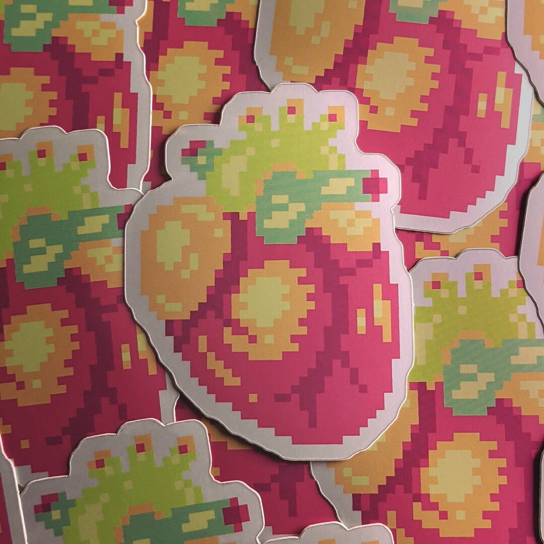 Pink Pixel Heart Matte Mirror Effect Stickers - Etsy