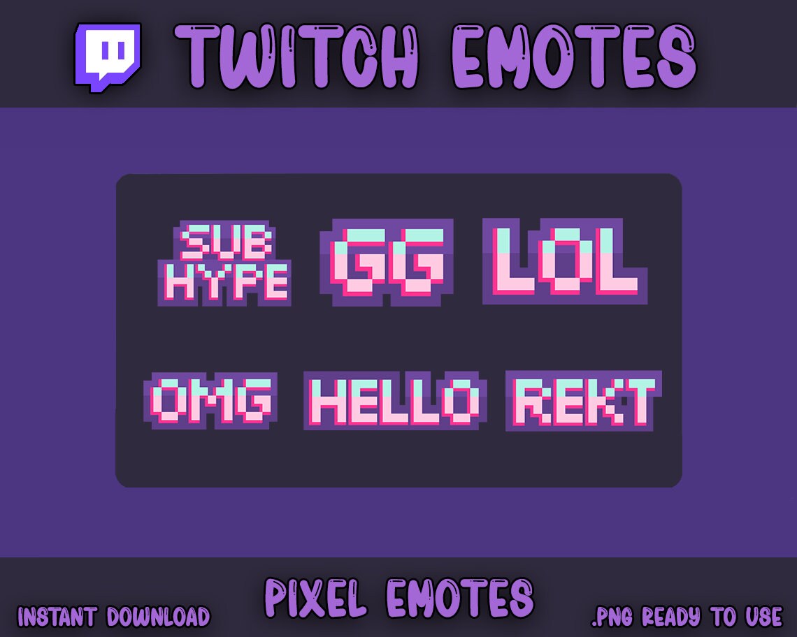 Twitch Pixel Emotes / Pixel Text Emotes for Twitch / Twitch Badges ...