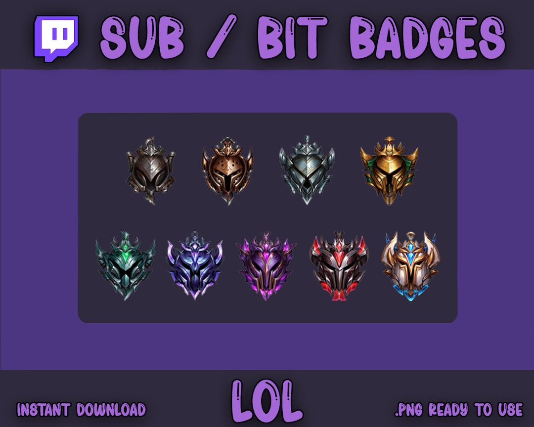 League of Legends Ranked Badges - Twitch Lol Sub Badge / Bit Badges ...