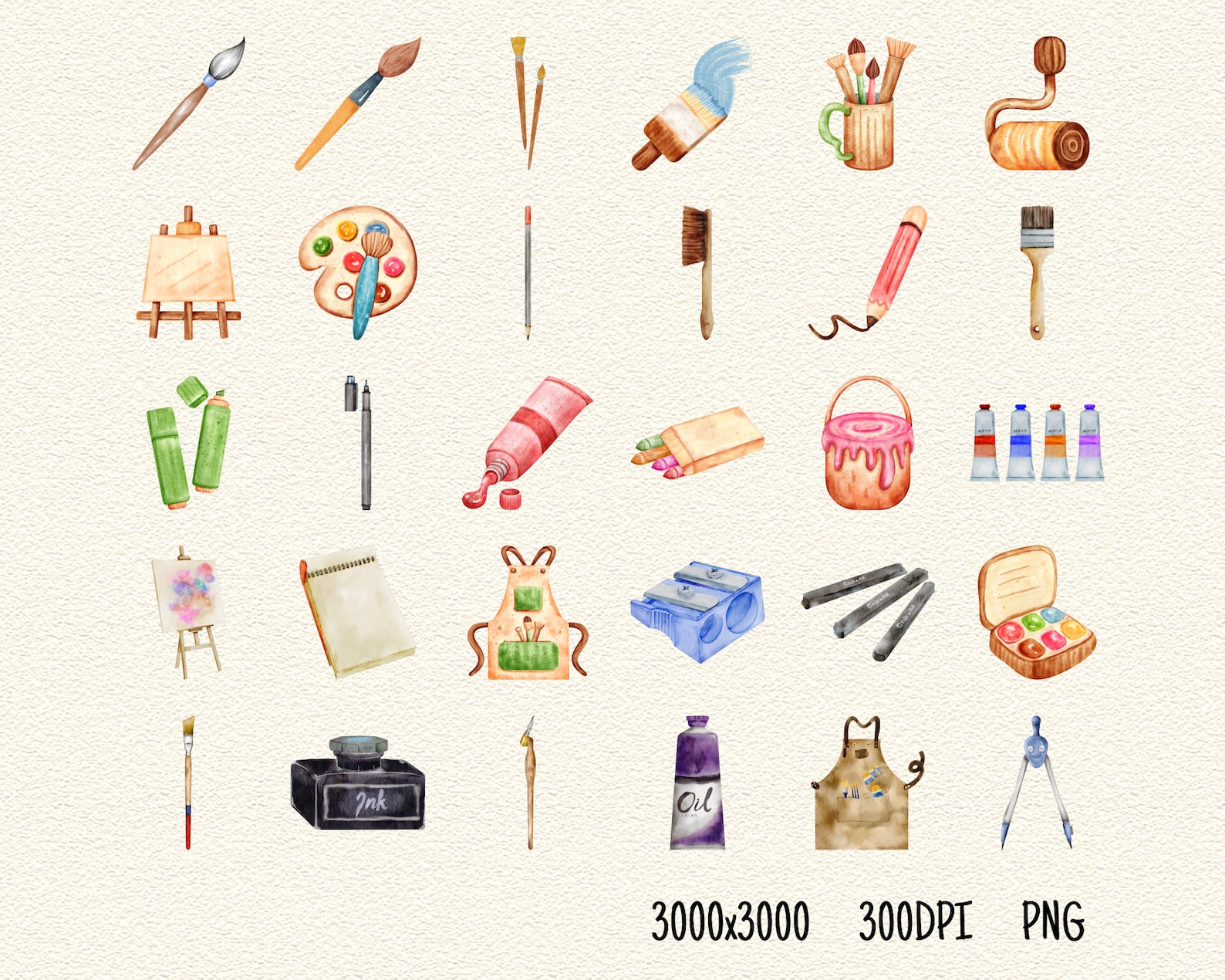 Paintbrush Clipart Watercolor Bundle, Artist Paint Brush, Artistic ...