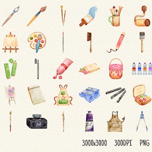 Paintbrush Clipart Watercolor Bundle, Artist Paint Brush, Artistic ...