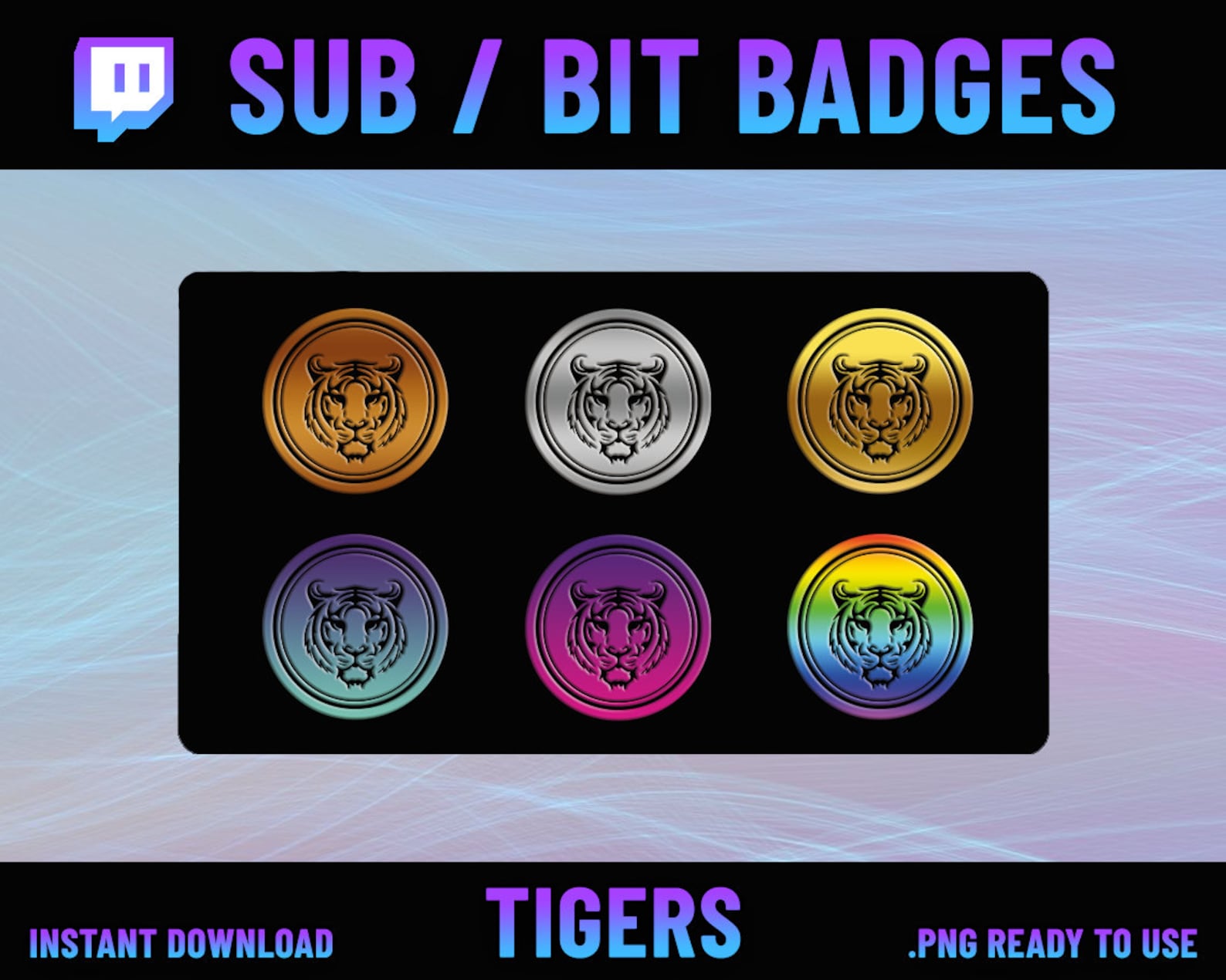 Tiger Twitch Sub Badges, Tiger Rank Badges, High Quality Tiger Badges ...