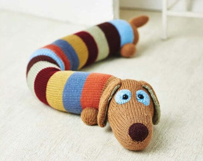 Sausage Dog Draught Excluder Knitting Pattern Cute & Colorful Crochet ...