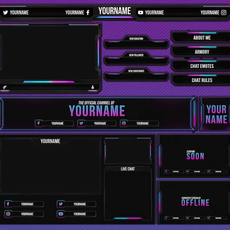 Neon Twitch Overlay - Etsy