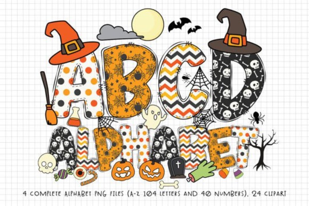 Halloween Alphabet Clip Art PNG Files - Customize Names Letter Bundle ...