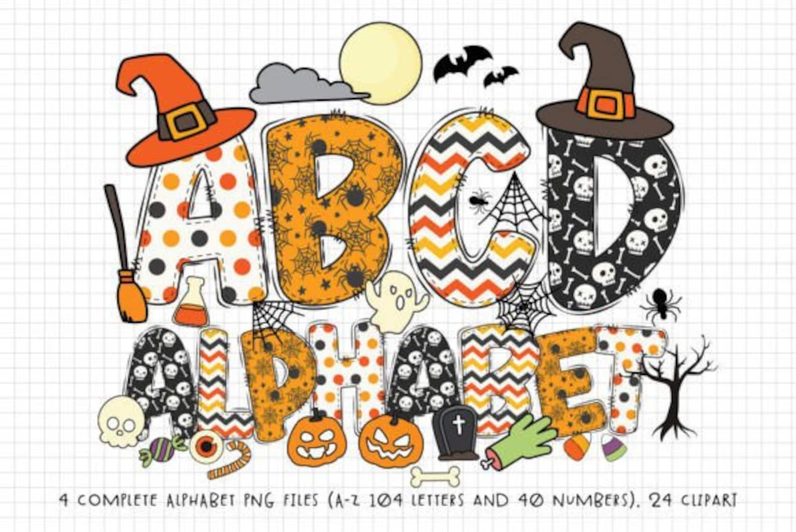 Halloween Alphabet Clip Art PNG Files - Customize Names Letter Bundle ...