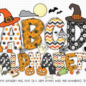 Halloween Alphabet Clip Art PNG Files - Customize Names Letter Bundle ...
