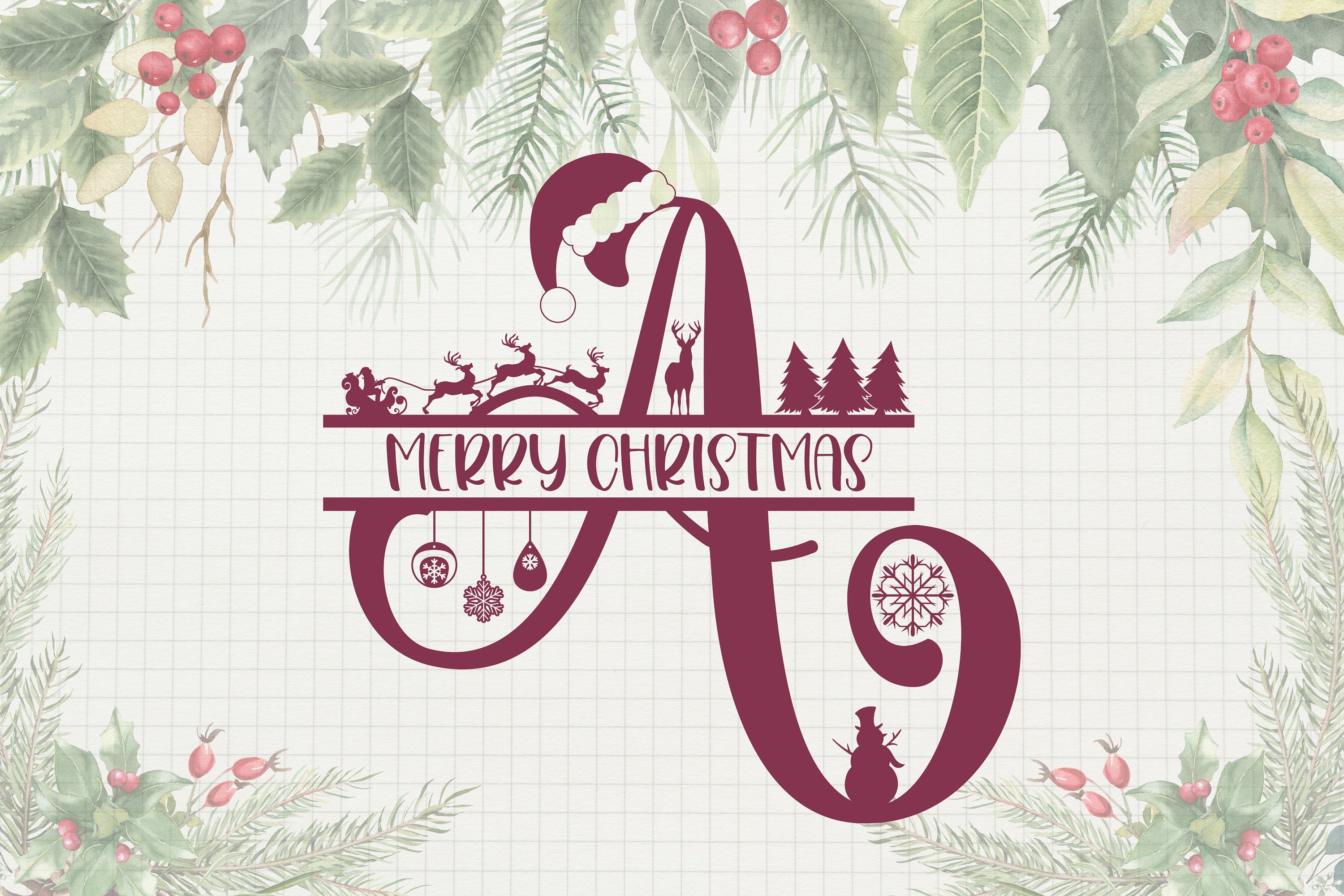 Christmas Letters Split SVG Bundle - Xmas Alphabet SVG Letter Cut Files ...