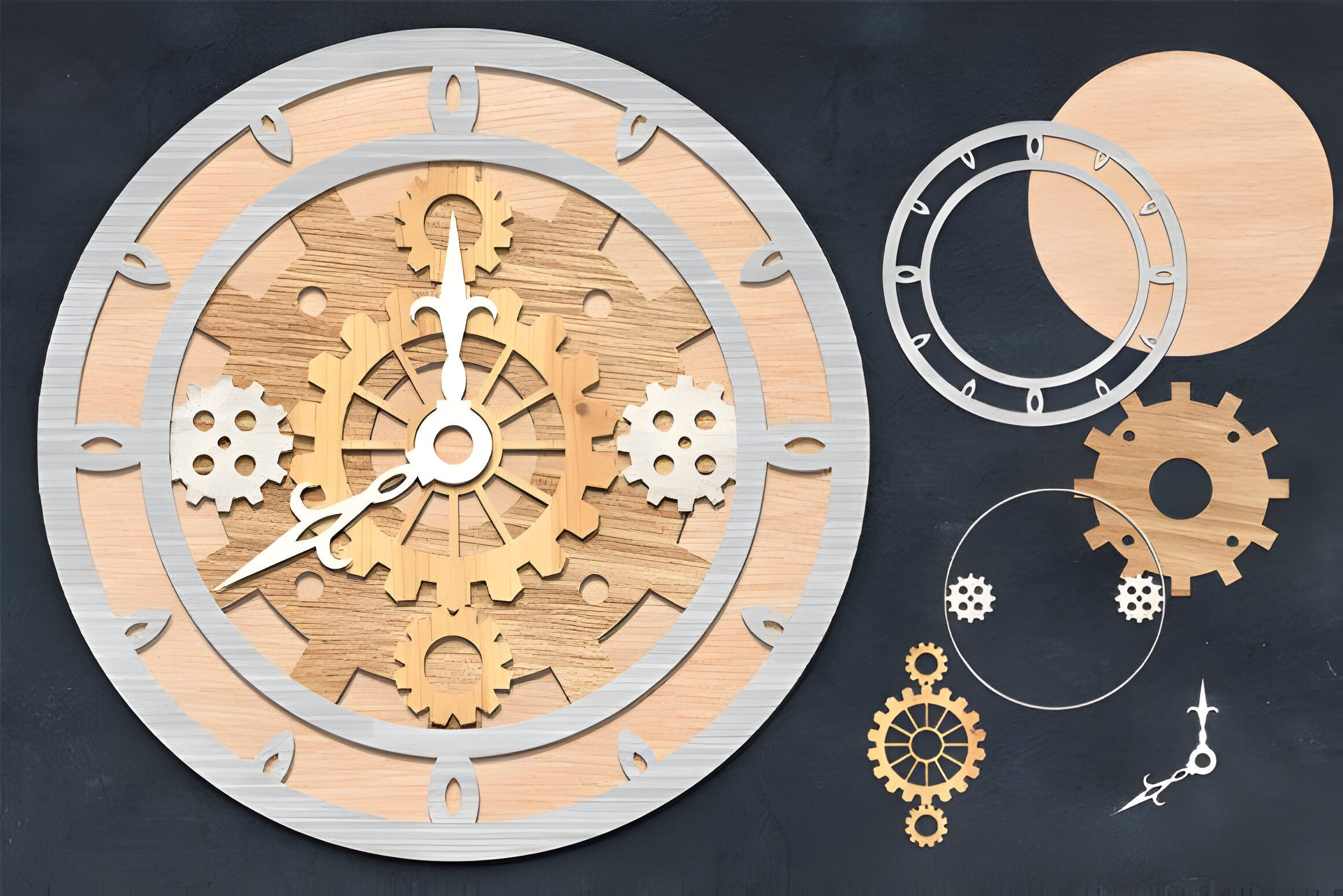 3D Clock Laser Cut Design File - Multilayer SVG - 13 Unique Clock ...