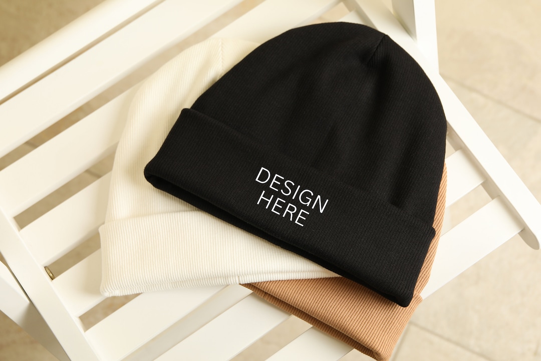 Beanie Mockup Black Folded - Instant Digital Download - Etsy