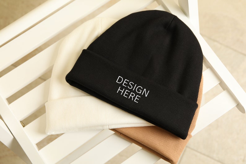Beanie Mockup Black Folded - Instant Digital Download - Etsy