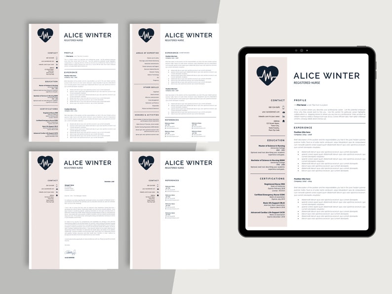 Nursing Resume Template, Registered Nurse CV, 3 Pack Bundle - Etsy