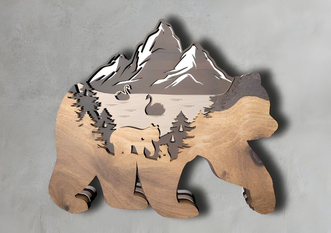Bear Laser Cut Design File Multilayer SVG - Etsy