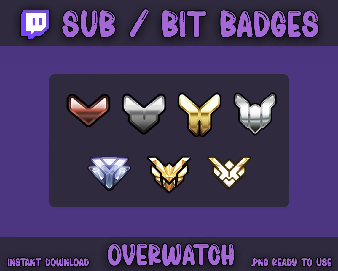 Overwatch Twitch Badges | Overwatch Sub Badges | Overwatch Ranked ...