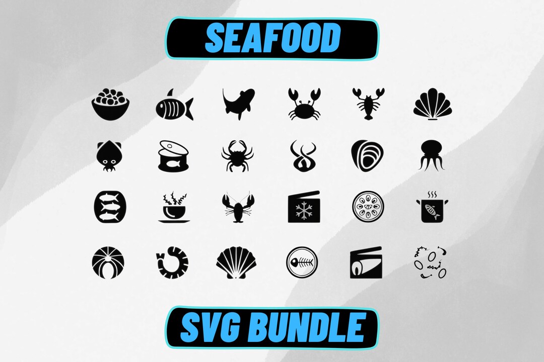 Seafood SVG Bundle - Crab, Lobster, Fish - Ocean Sea Animals Silhouette ...