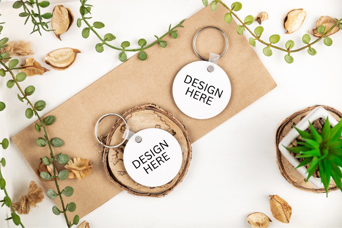 Keychain Mockup Round Double - Digital Download PNG Files - Front Back ...