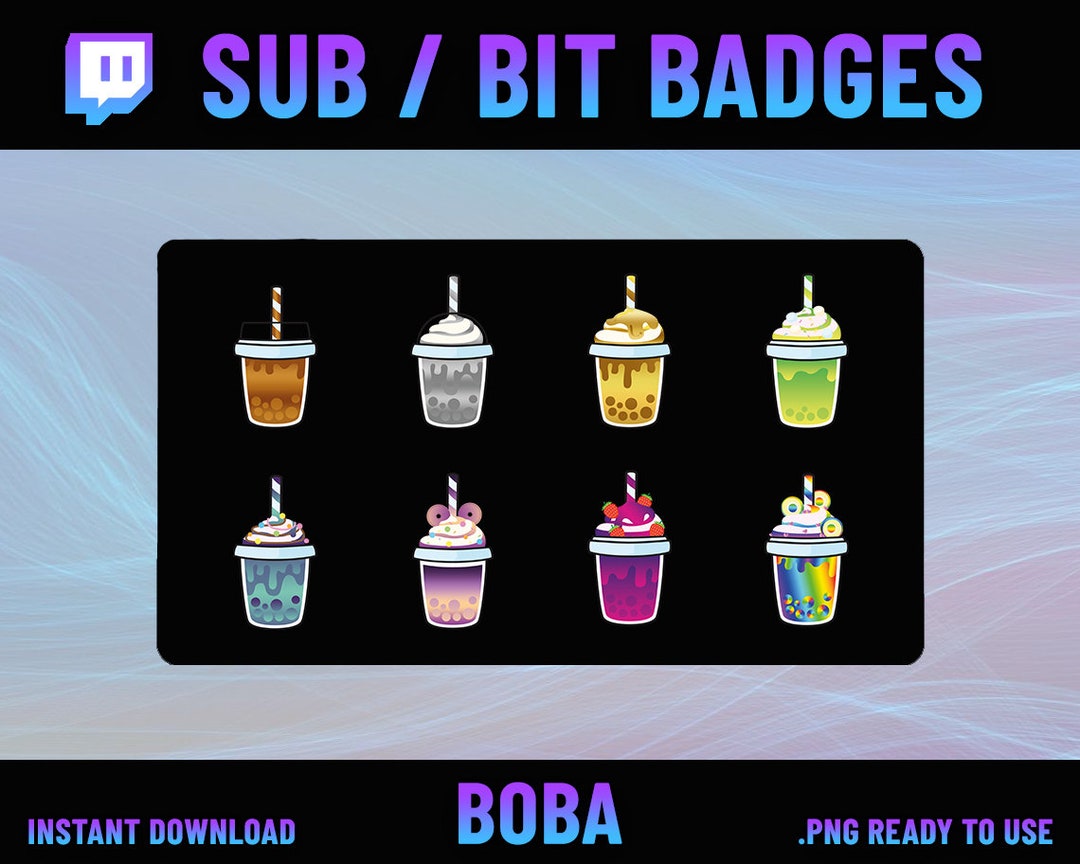 Bubble Tea Twitch Sub Badge | Personalized Boba Tea Bit Badge for ...
