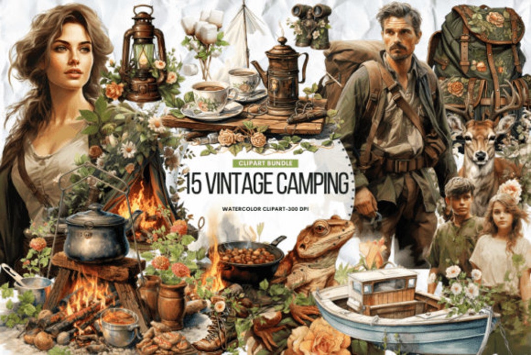 Vintage Camping Clipart Bundle - 15 High-quality PNG Images for Your Outdoor Creations - Etsy