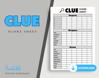 Cluedo Score Cards Cluedo Printable Score Sheet Replacement Sheet ...