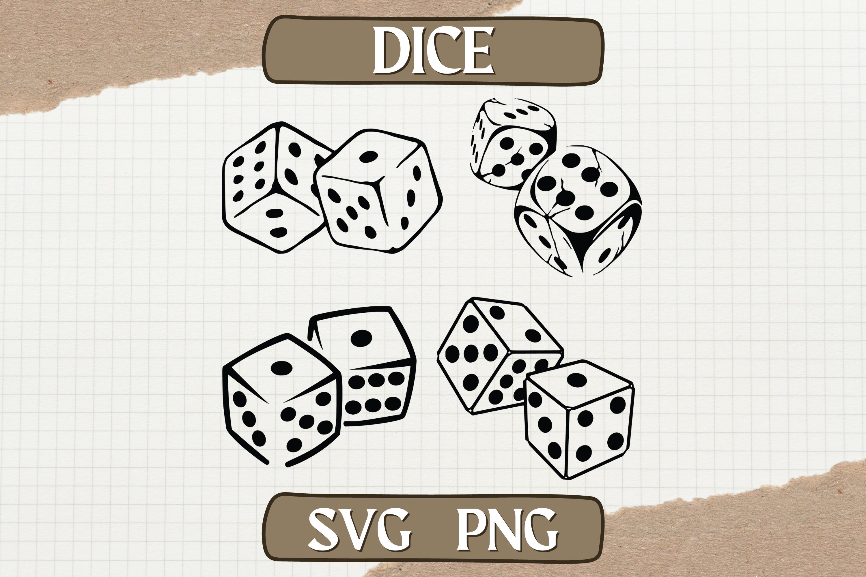 Dice SVG Bundle - Dice Cut File PNG Clipart Silhouette Circut - Etsy