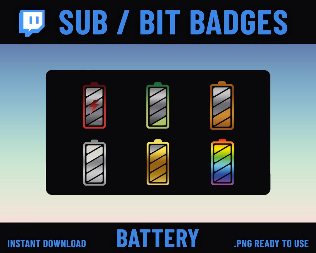 Battery Twitch Sub Badges, Batteries Rank Badges, High Quality Battery ...
